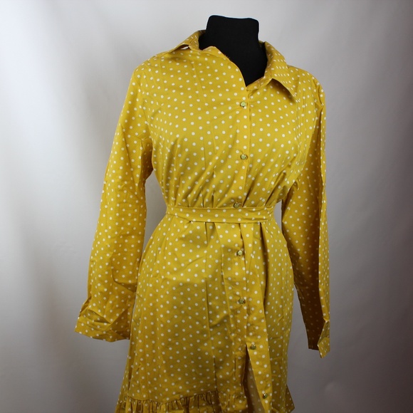 Jackets & Coats | Yellow Polka Dot Lightweight Jacket Tunic Top Wrap ...